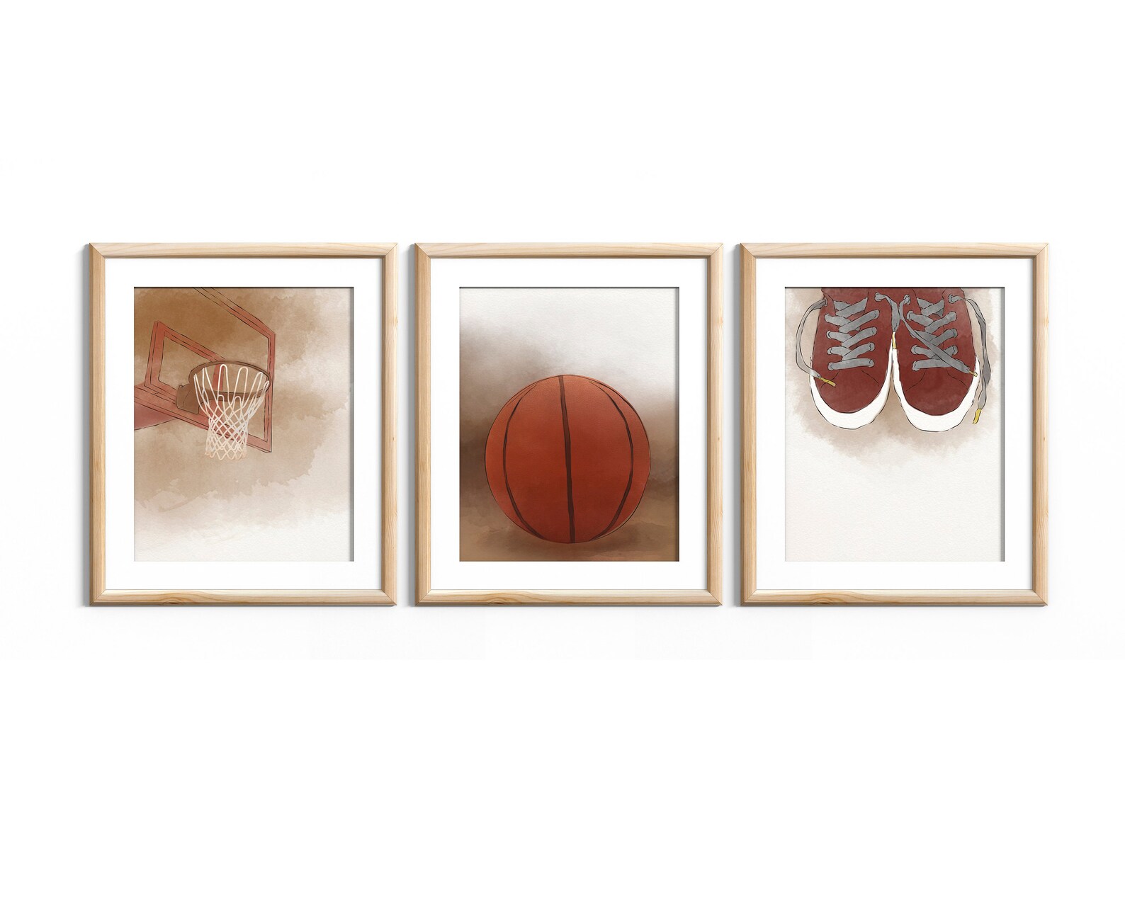 Set of 3 Basketball Theme Watercolor Prints, Giclee Sports Art Prints ...