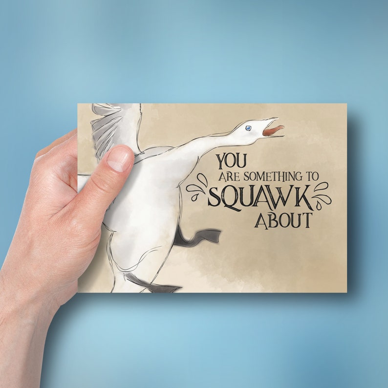 Funny Watercolor Goose Blank Card. Thank You Note Card With Pen and Ink ...