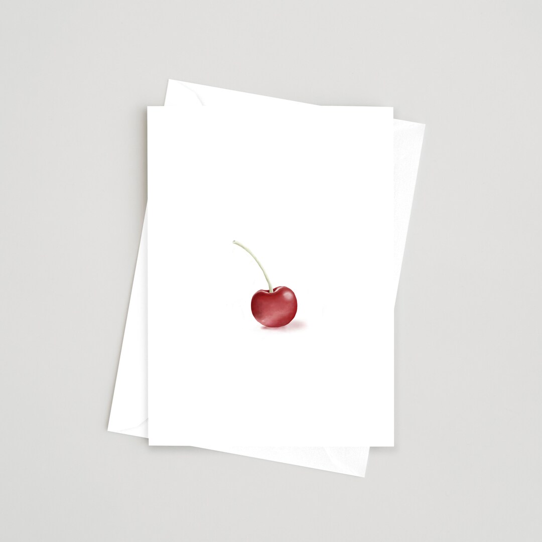 Watercolor Cherry Note Card Set. Set of 5 Note Cards. Fruit, Nature ...