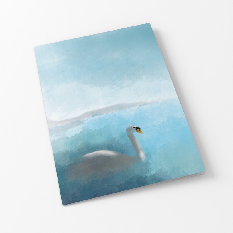 Watercolor Note Card Set. Swan Notecards. Set of 5 Nature Blank ...