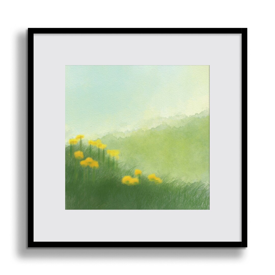 Framed Watercolor Landscape Print, Watercolor Painting, Fine Art Green ...