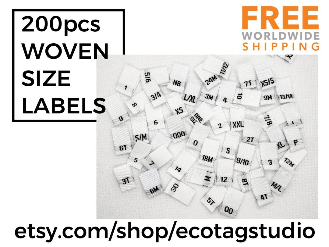 Woven Size Labels 200 Pieces in Stock Size Labels Sew in - Etsy