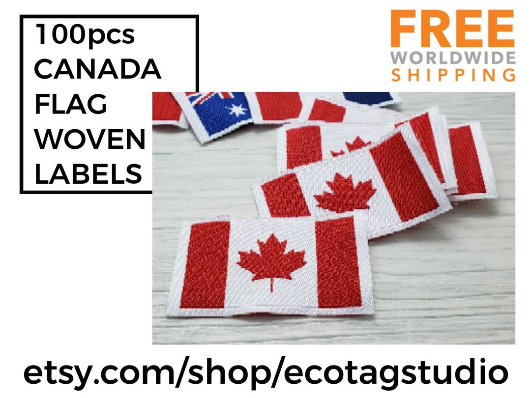 Canada Flag Woven Label 100 Pieces in Stock Label Flag Label Sew in ...