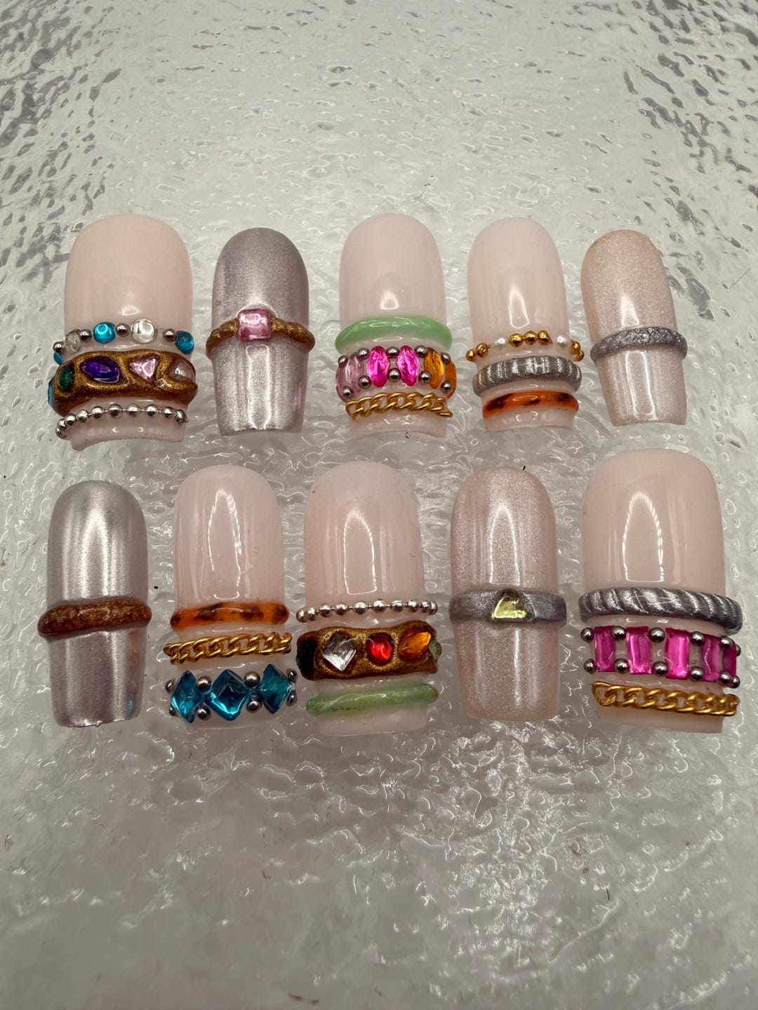 Bangle Nails | Hand Painted Designs | Press-on Nails | Fake Nails ...