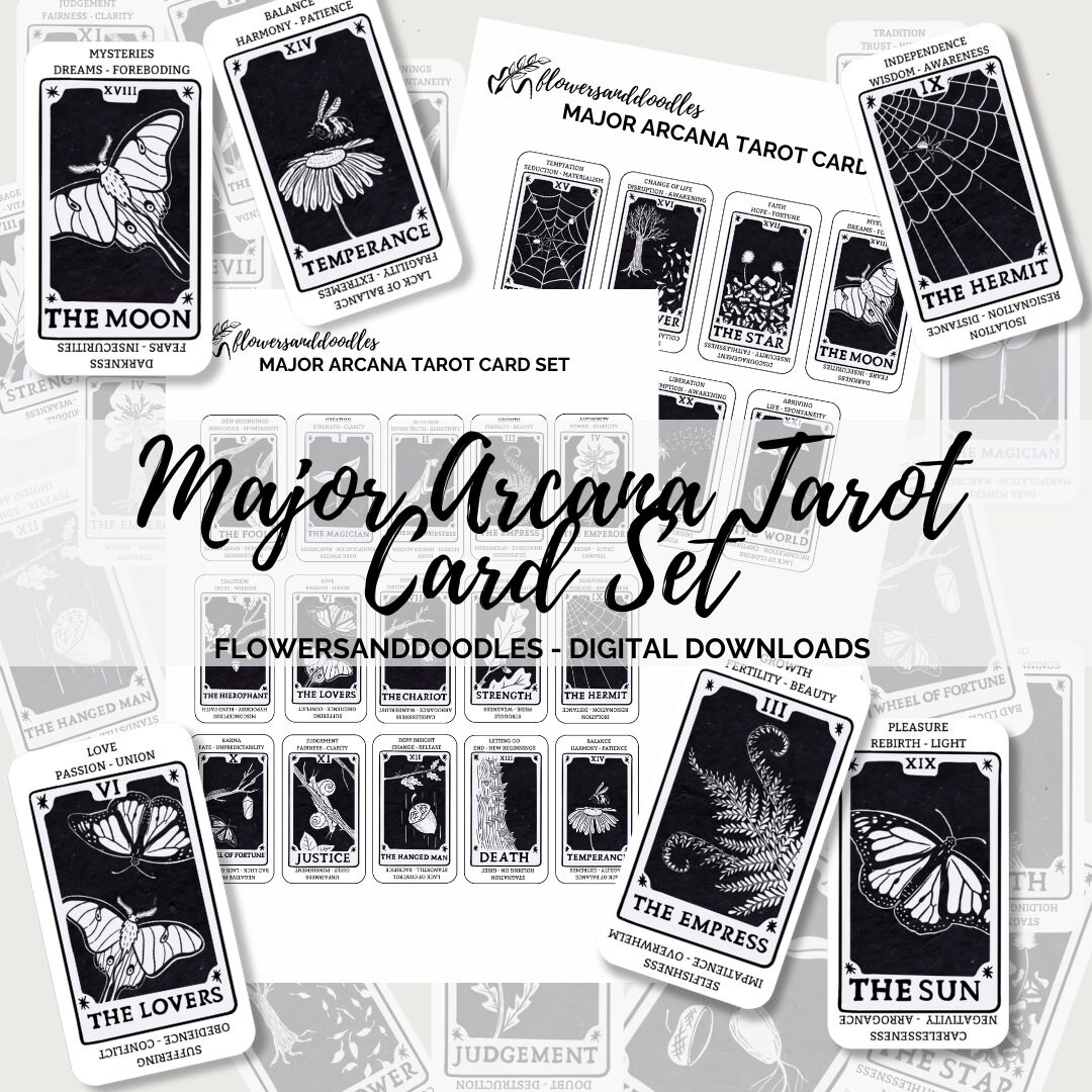 Major Arcana Tarot Card Digital Download Graphic Set Printables and ...