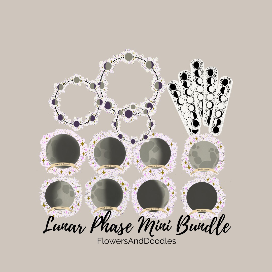 Lunar Phase Mini Theme Bullet Journal Sticker Bundle Lunar - Etsy