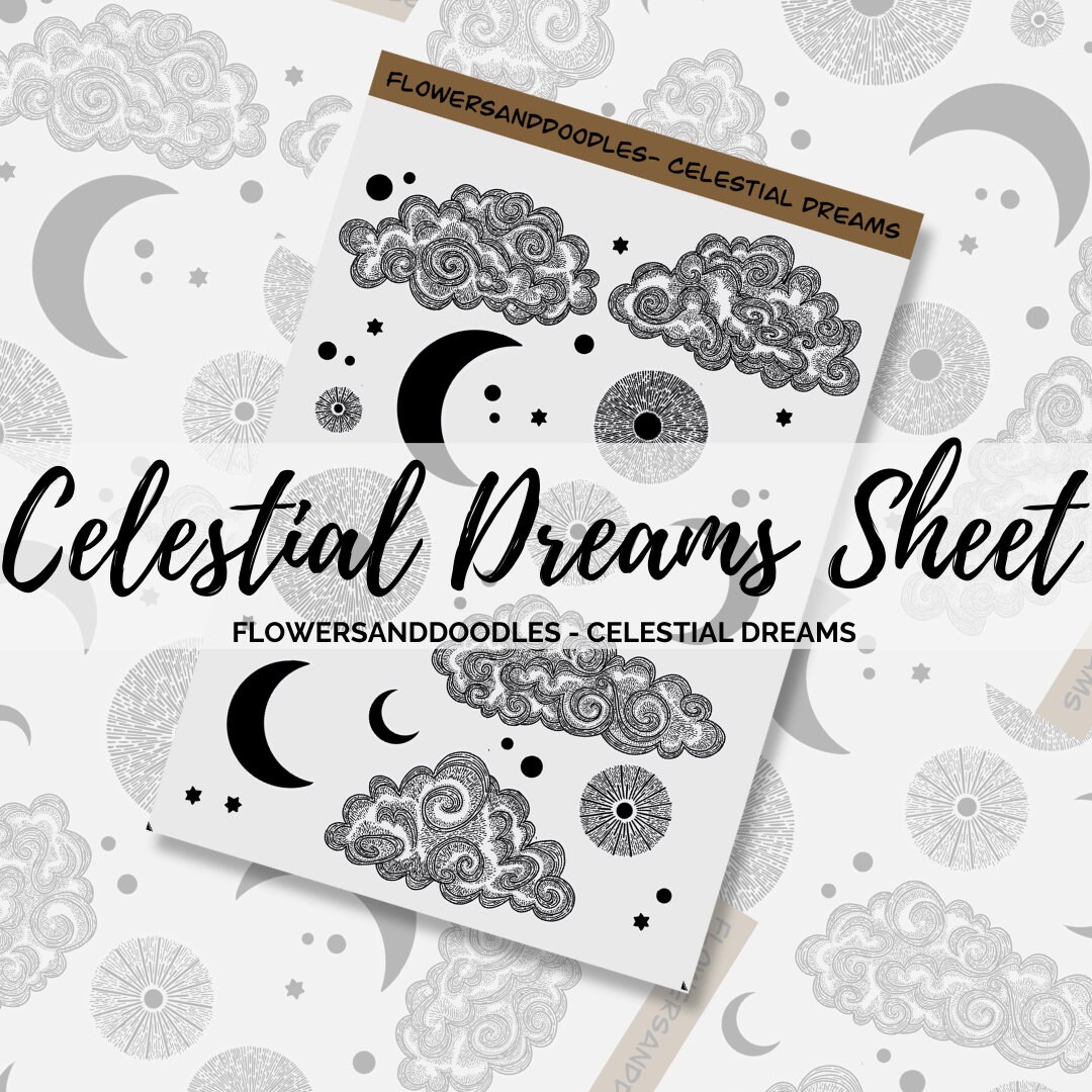 Celestial Dreams Sticker Sheet Cosmic Sticker Sheet Moon and Stars ...