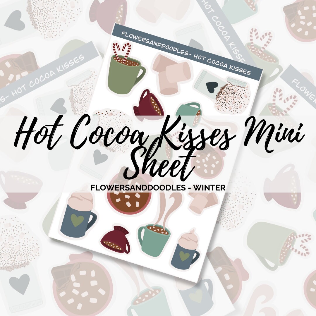 Hot Cocoa Kisses Mini Sticker Sheet Winter Stickers for Journaling and ...