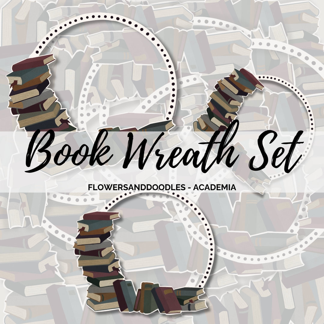 Academia Book Wreath Sticker Sets Bookworm, Reading, Library Stickers ...