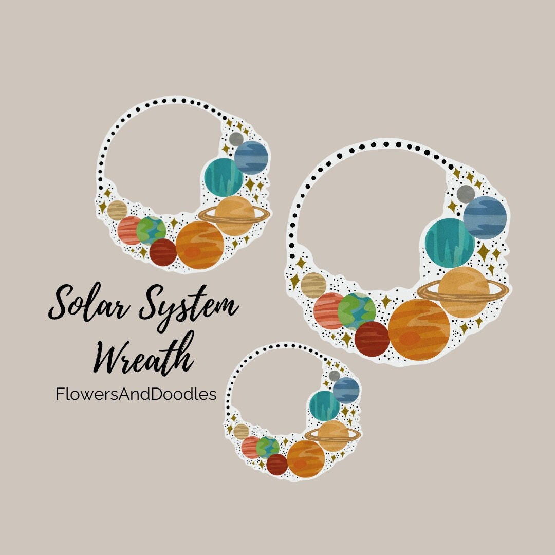 Solar System Wreath Sticker Space and Planet Bullet Journal - Etsy