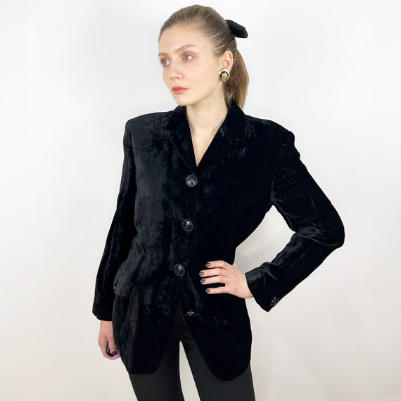 1990's Gianni VERSACE Velvet Jacket, Black Velvet Bla… - Gem
