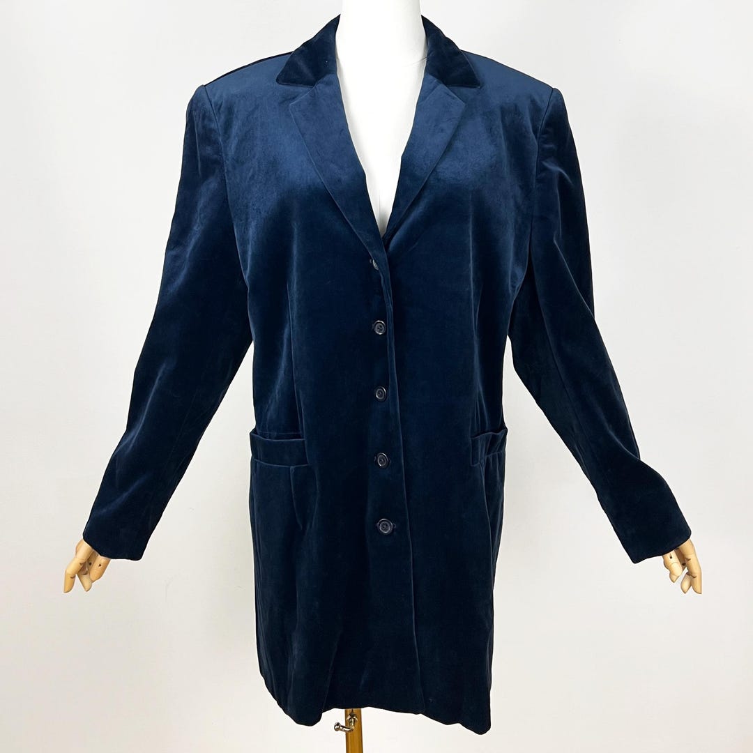 Vintage Midnight Blue Velvet Jacket, Men's Cotton Velvet Blazer - Etsy
