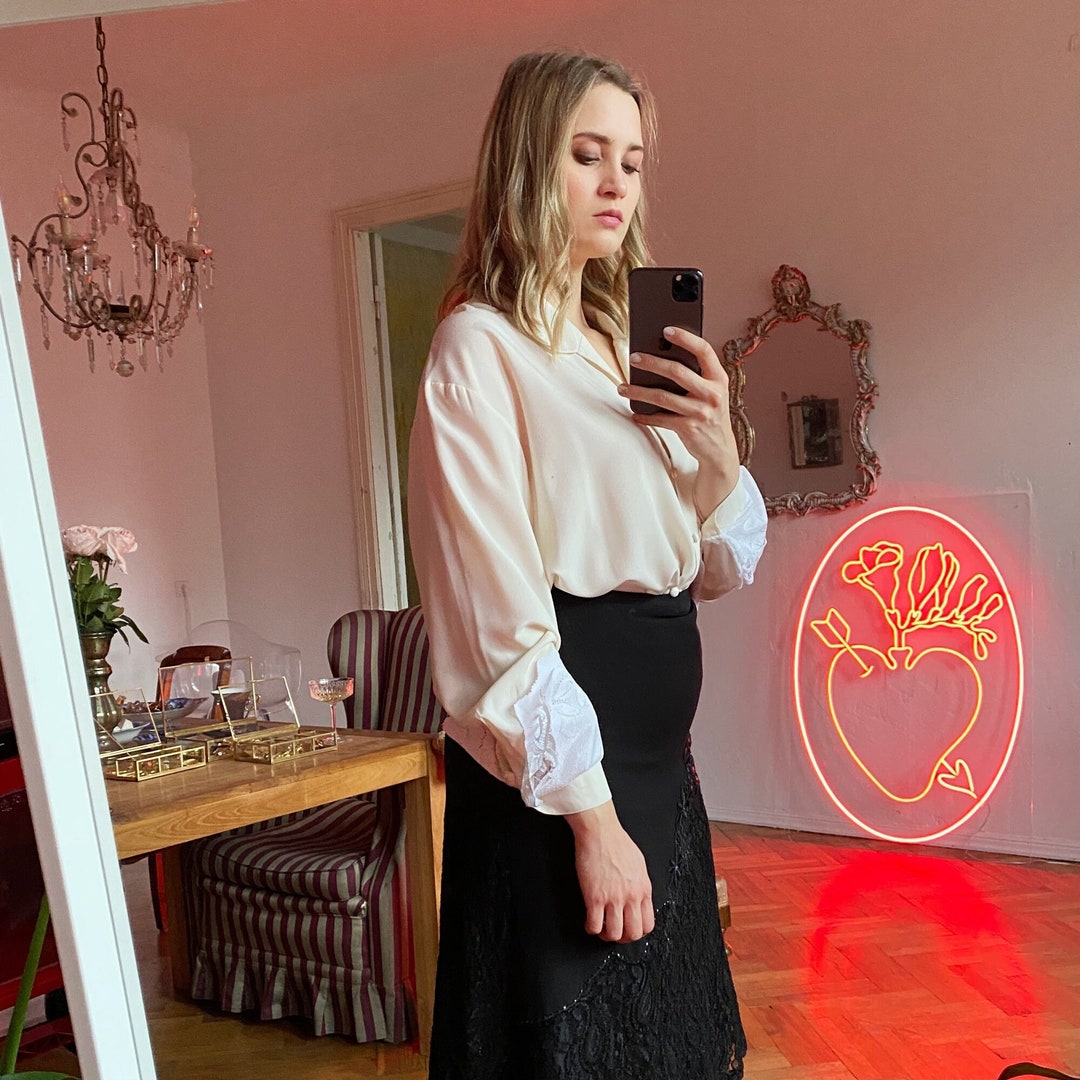 Vintage White Blouse Lace Cuffs, Poet Blouse - Etsy