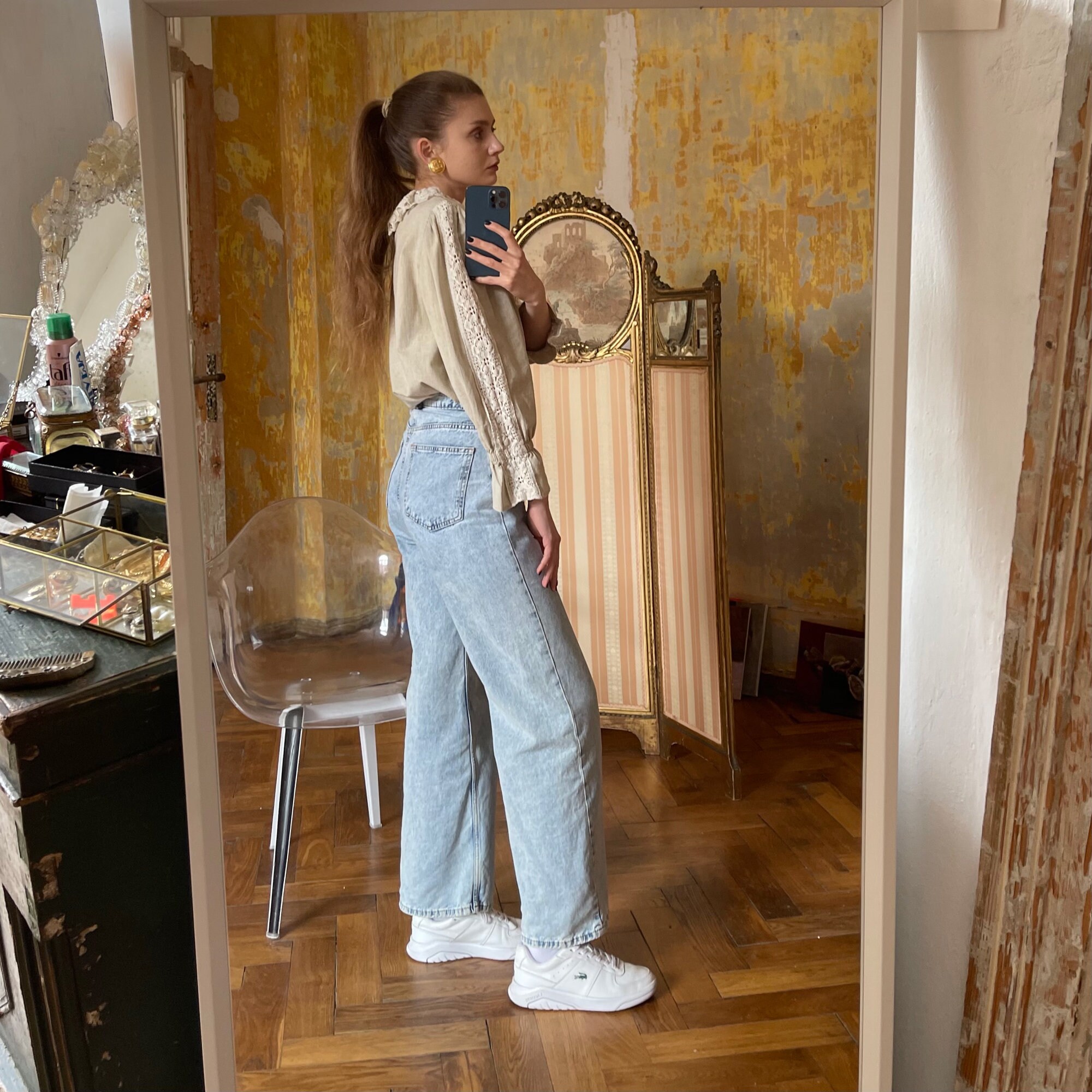 Vintage Grey Ruffle Blouse Cotton Peasant Blouse - Etsy