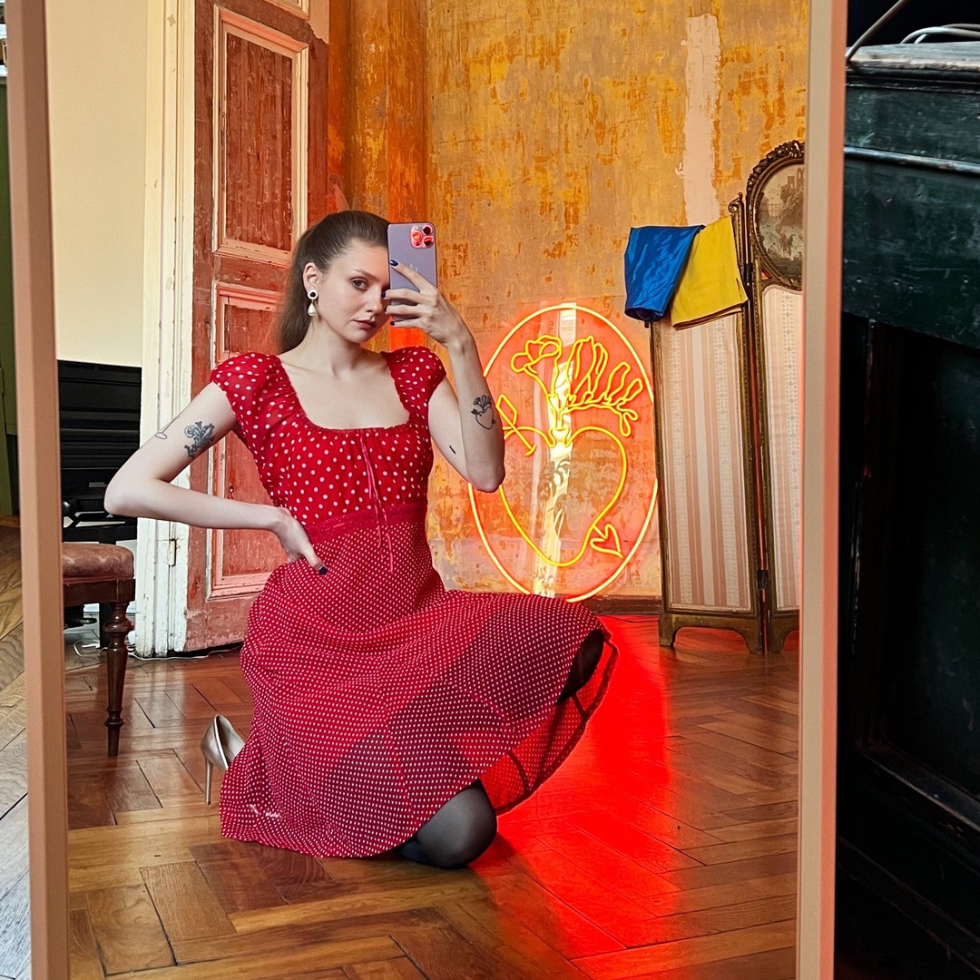 Vintage Red Polka Dot Dress, Summer Dress - Etsy