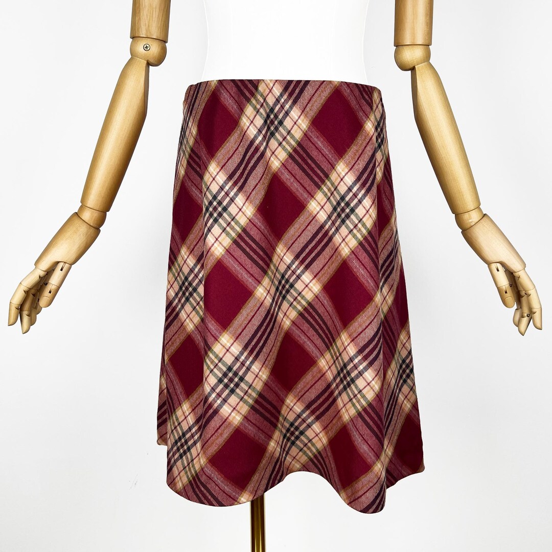 Vintage Laura ASHLEY Wool Skirt, Plaid Pure New Wool Skirt With Elastic ...