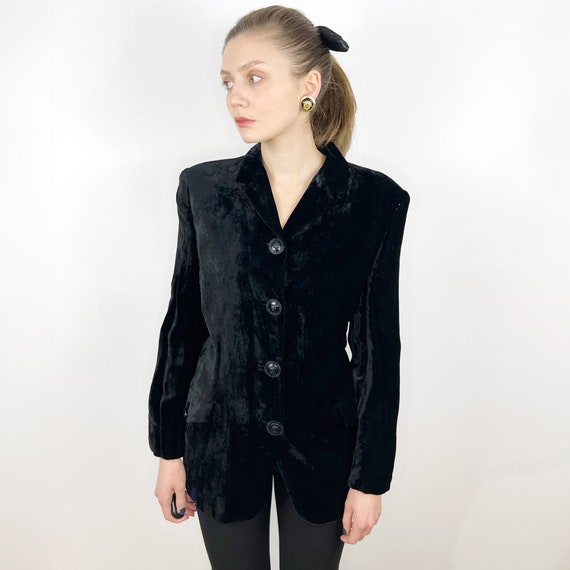 1990's Gianni VERSACE Velvet Jacket, Black Velvet Bla… - Gem