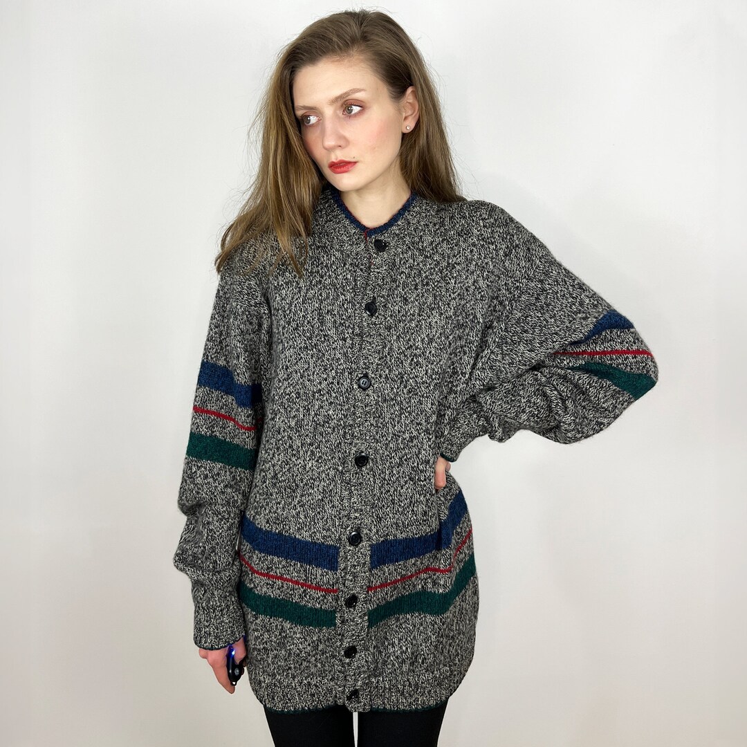 Vintage Wool Cardigan, Oversized Grey Cardigan Sweater - Etsy