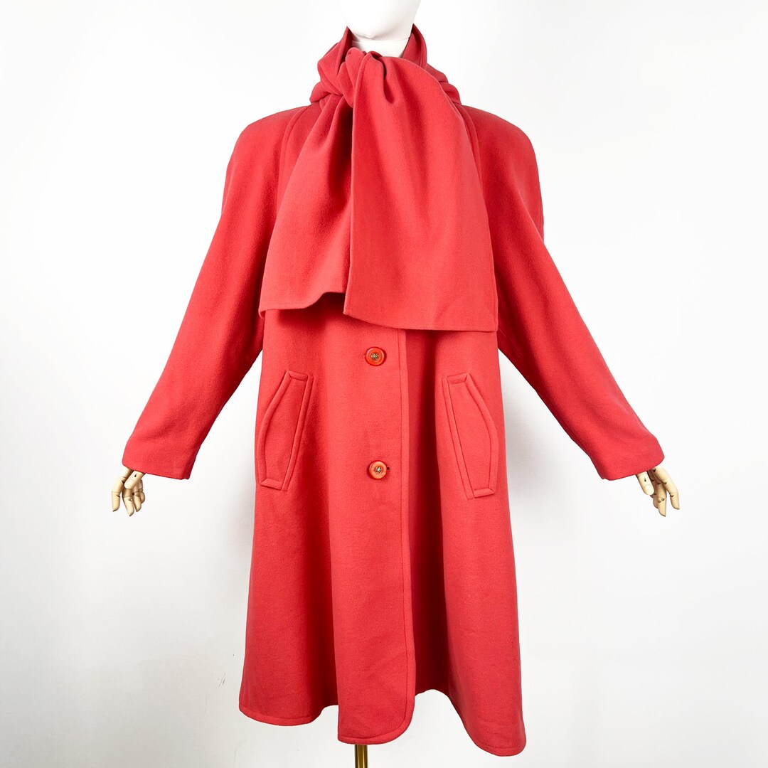Vintage Coral Pink Wool Coat, Pure Wool Long Winter Coat - Etsy