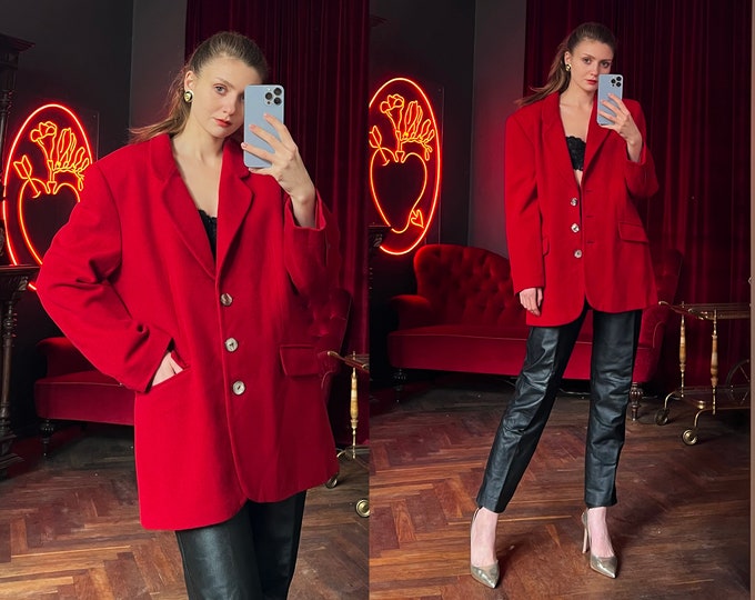 Vintage Red Long Blazer by Extenzo Paris Red Wool/polyester Blend ...