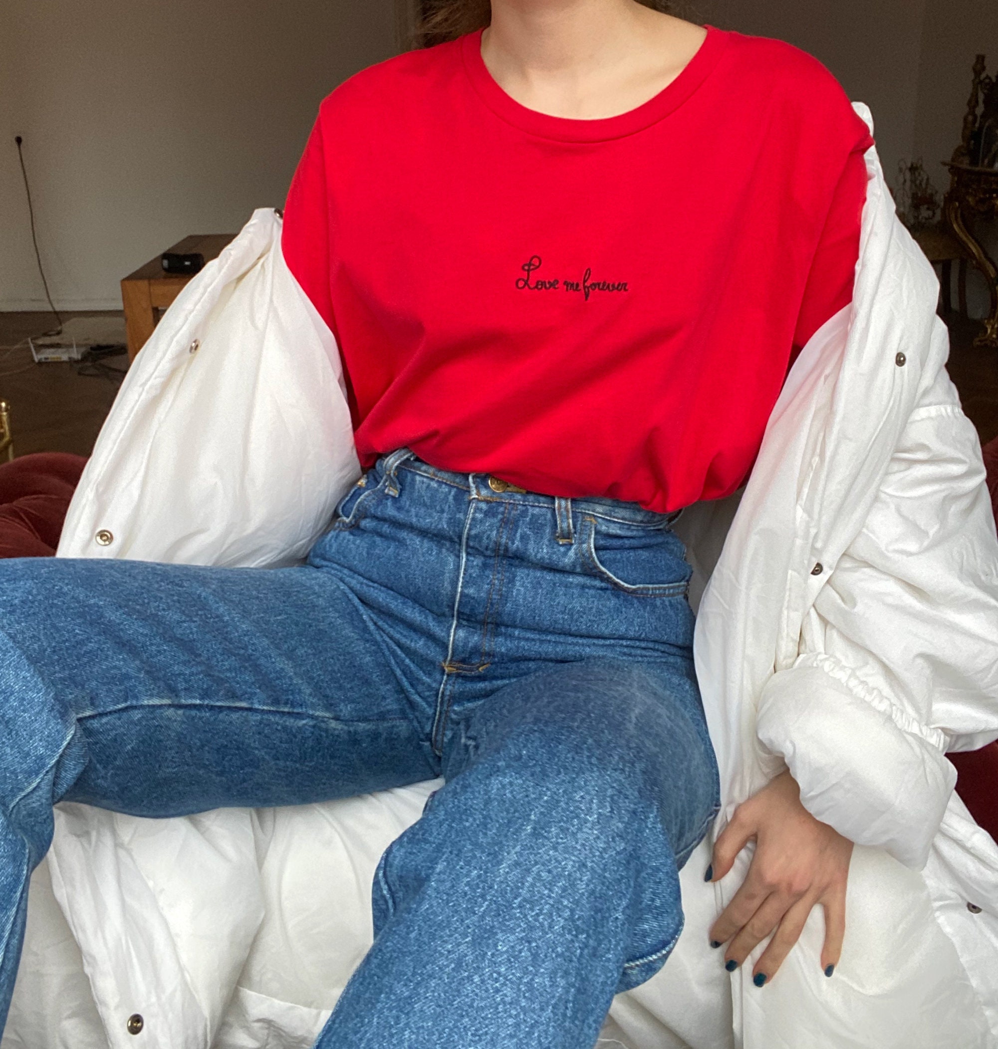 Red Love Me Forever Embroidered Shirt Aesthetic Shirt - Etsy Australia