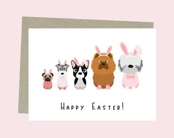 Dog Easter Card Happy Easter Card Dog Card Pug Card Easter - Etsy