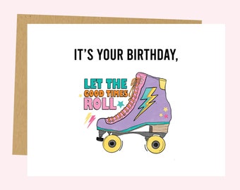 Roller Birthday Greeting Card Roller Skate Roller Blade - Etsy