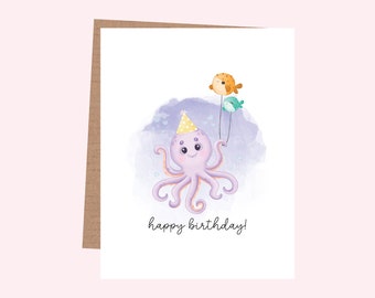 Birthday Card Octopus - Etsy