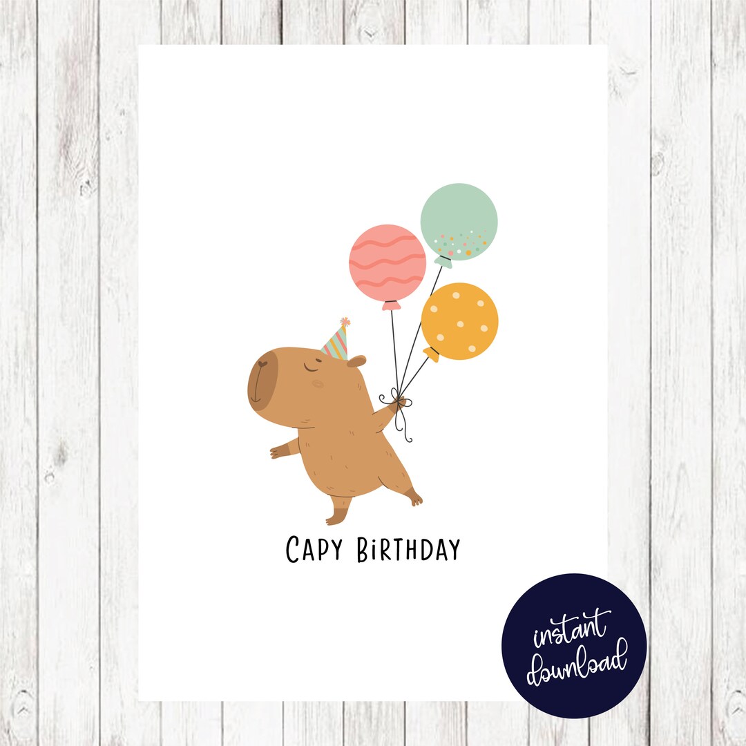 Printable - Funny Capybara Birthday Card - Etsy