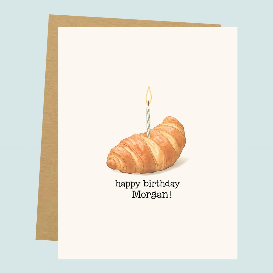 Croissant Cake Birthday Card / Personalized Gift - Etsy