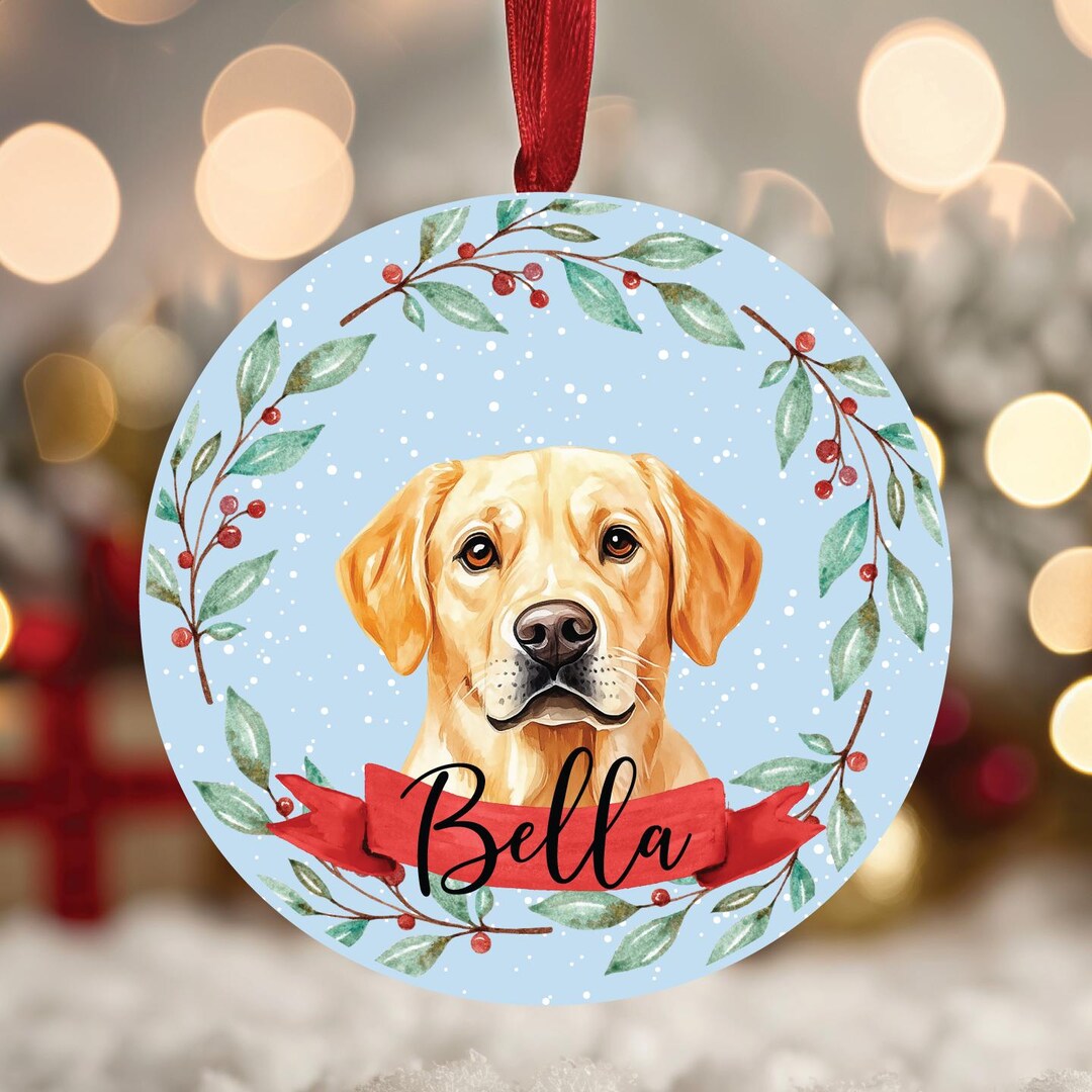 Personalized Yellow Labrador Christmas Ornament / Watercolor Dog Lovers ...