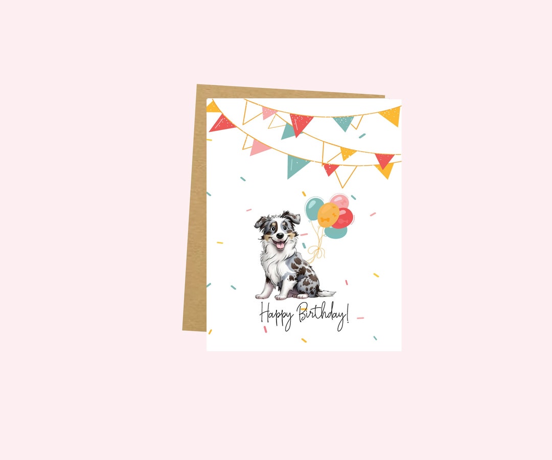Blue Merle Aussie Birthday Card - Etsy