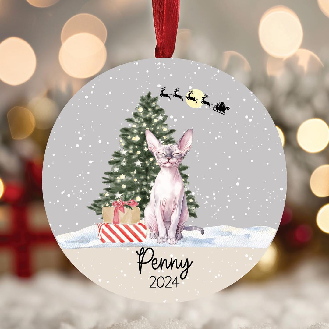 Sphynx Cat Christmas Ornament / Personalized Cat Mom Dad Gift / Gift ...
