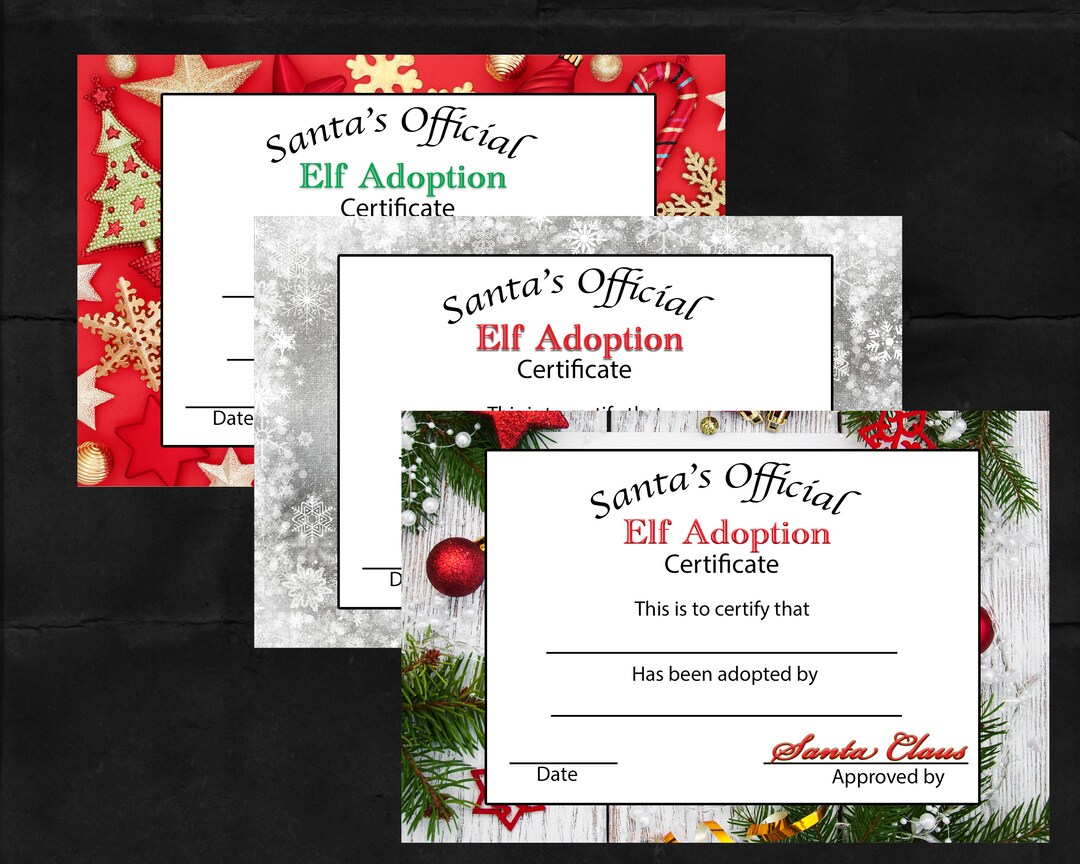 Personalized Elf Adoption Certificate PDF for Holiday Helper - Etsy