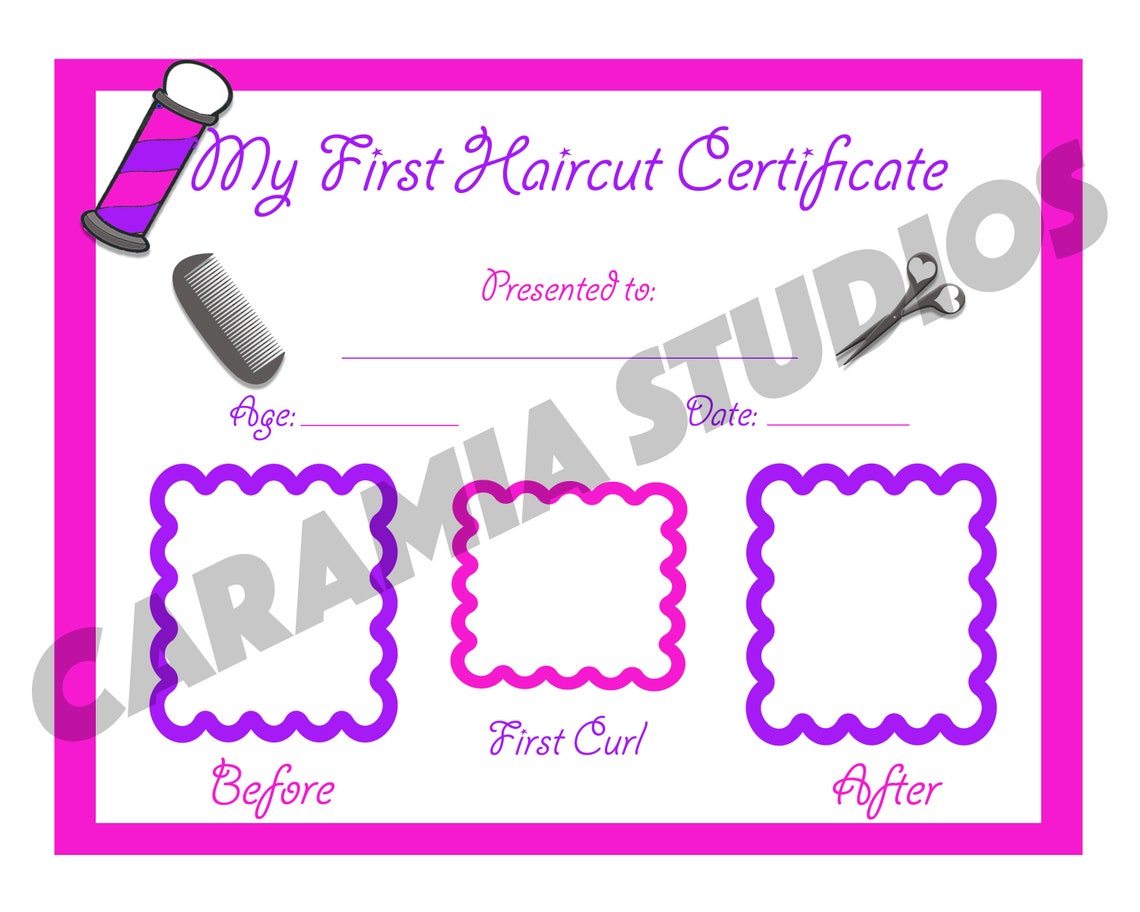 Printable My First Haircut Certificate Instant Download PDF - Etsy