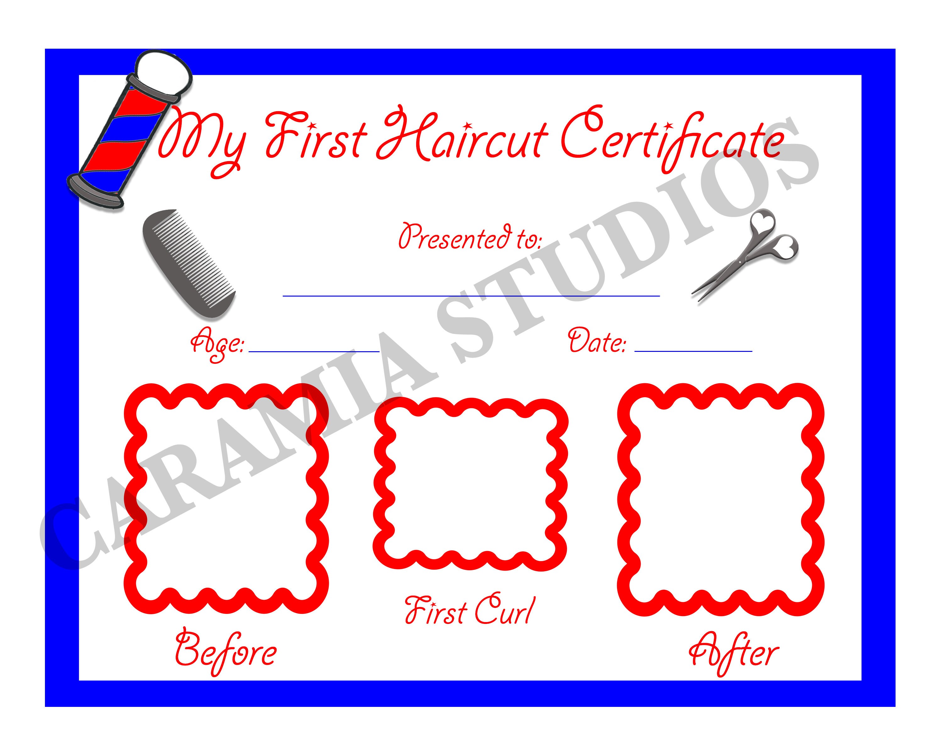 Printable My First Haircut Certificate - Instant Download PDF - Etsy