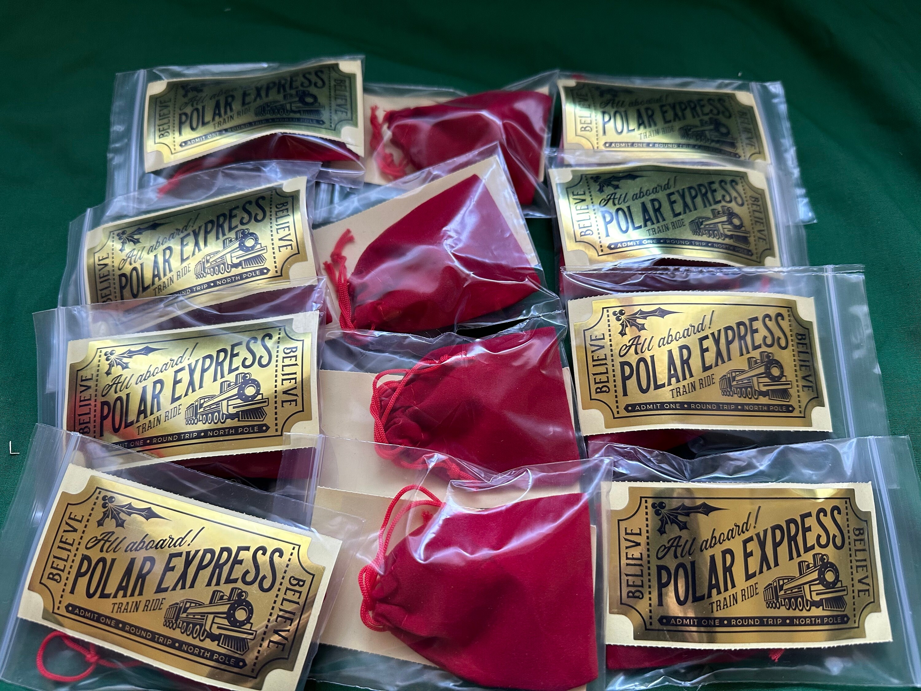Set of 12 Polar Express Ticket and Bell Themed Party Favors, Winter ...