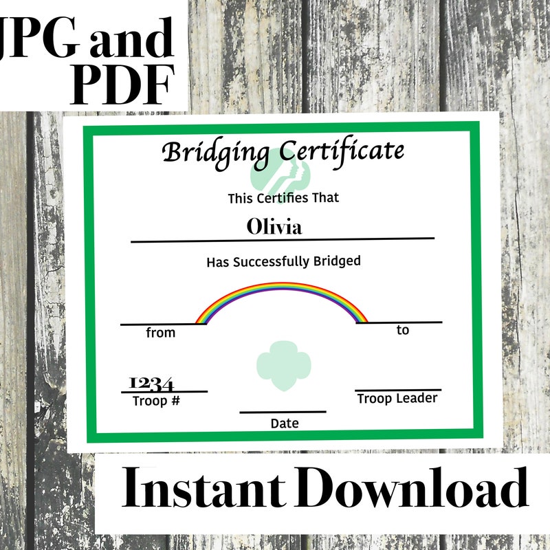 Girl Scout Bridging Certificate - Etsy