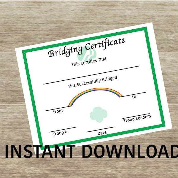 Girl Scout Bridging Certificate - Etsy