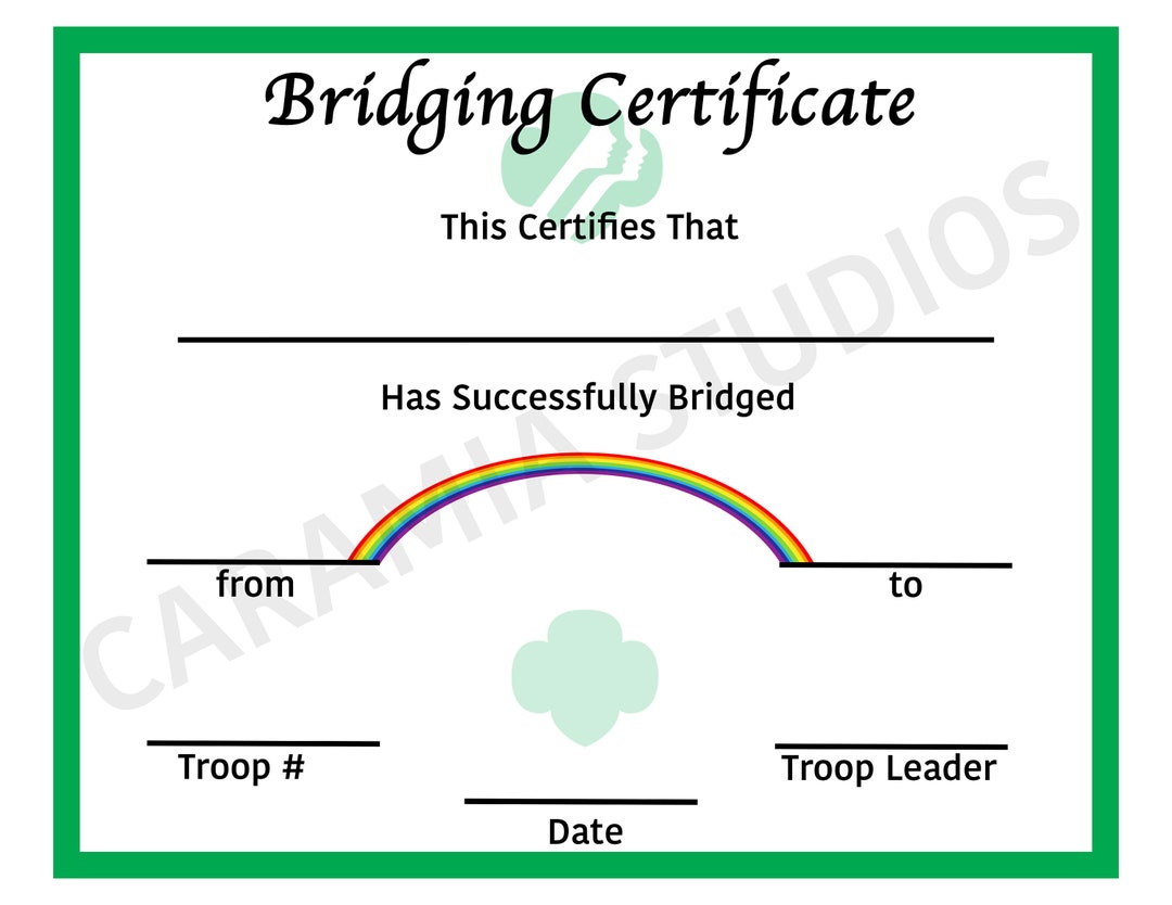 PDF Girl Scouts Bridging Certificate for Single Troop Leader - Etsy