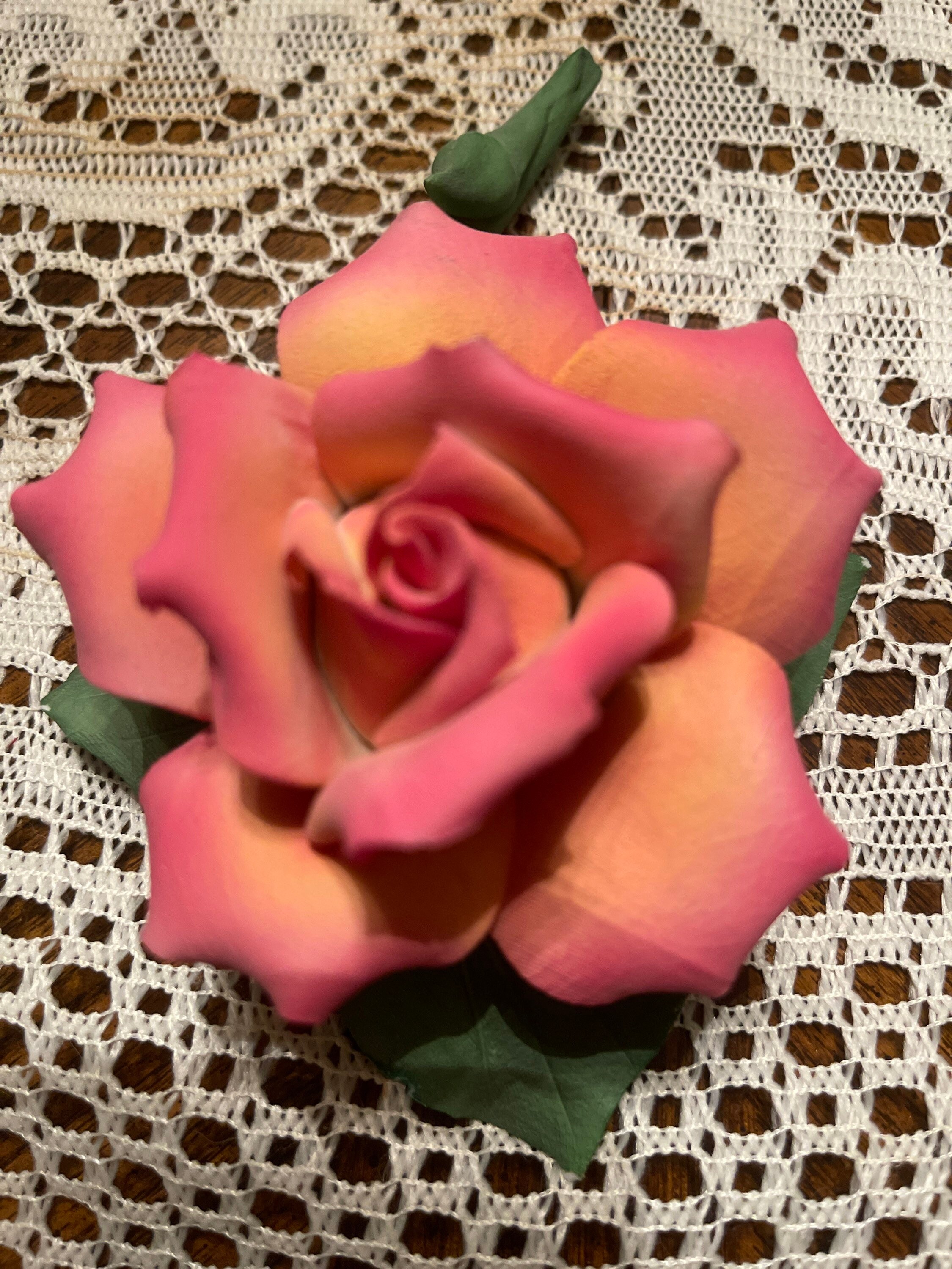 Capodimonte N Crown Porcelain Rose Flower on Stem Italy - Etsy