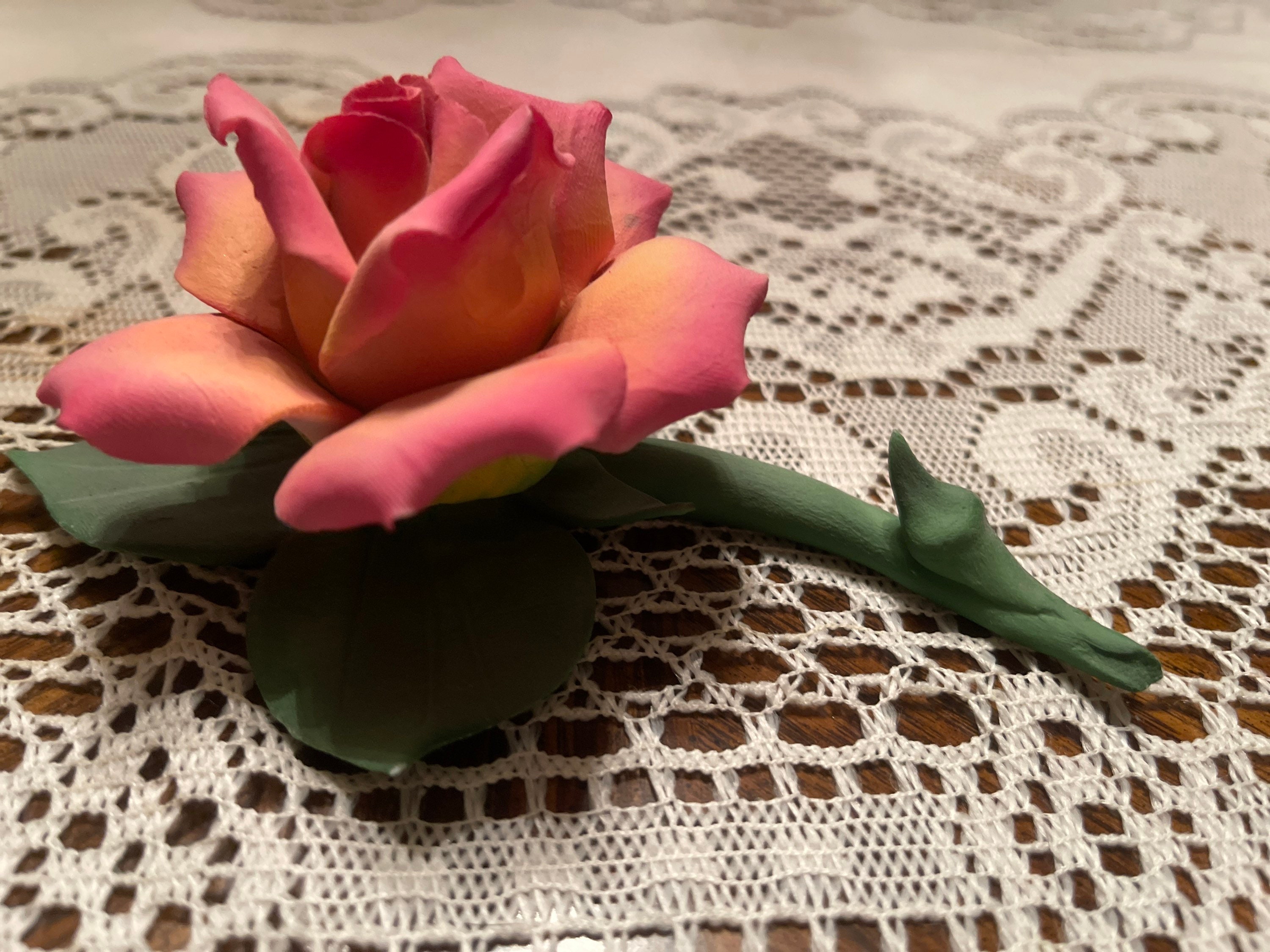 Capodimonte N Crown Porcelain Rose Flower on Stem Italy - Etsy