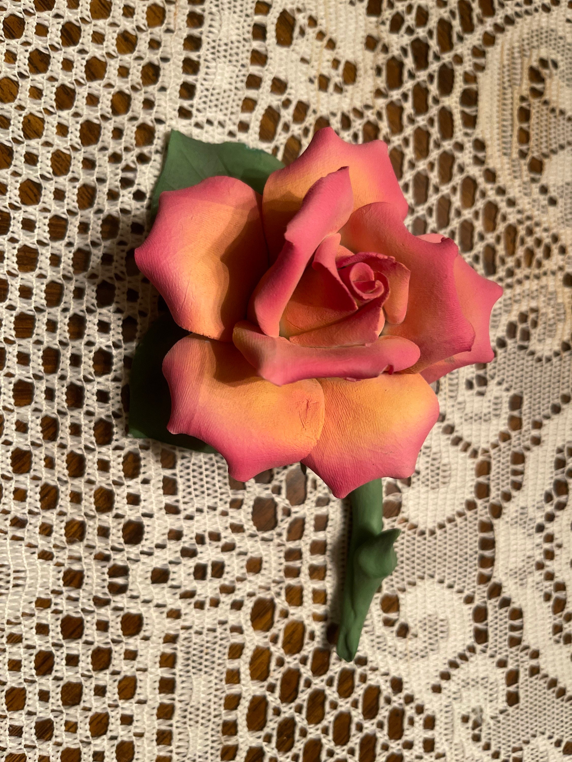 Capodimonte N Crown Porcelain Rose Flower on Stem Italy - Etsy