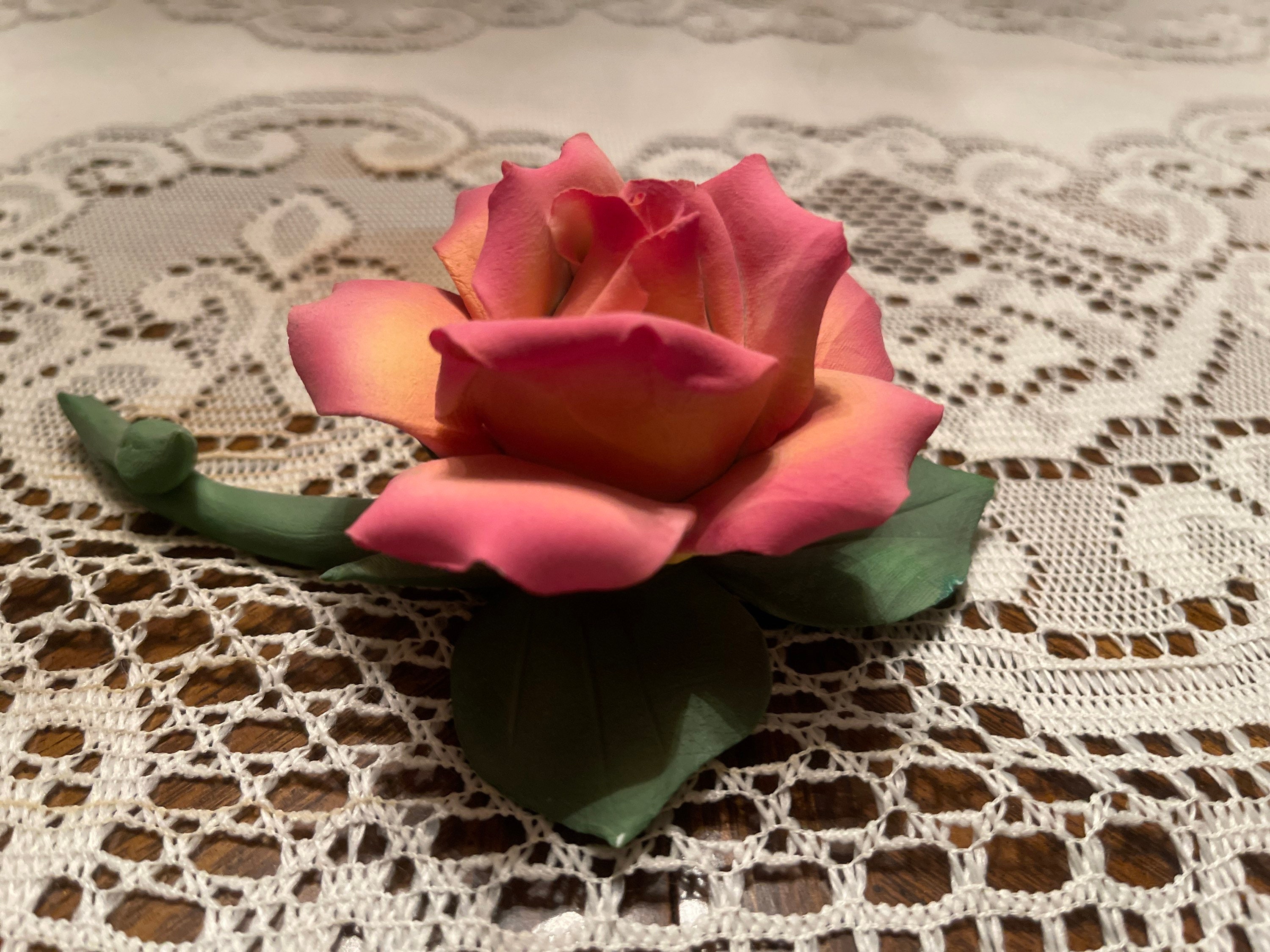 Capodimonte N Crown Porcelain Rose Flower on Stem Italy - Etsy