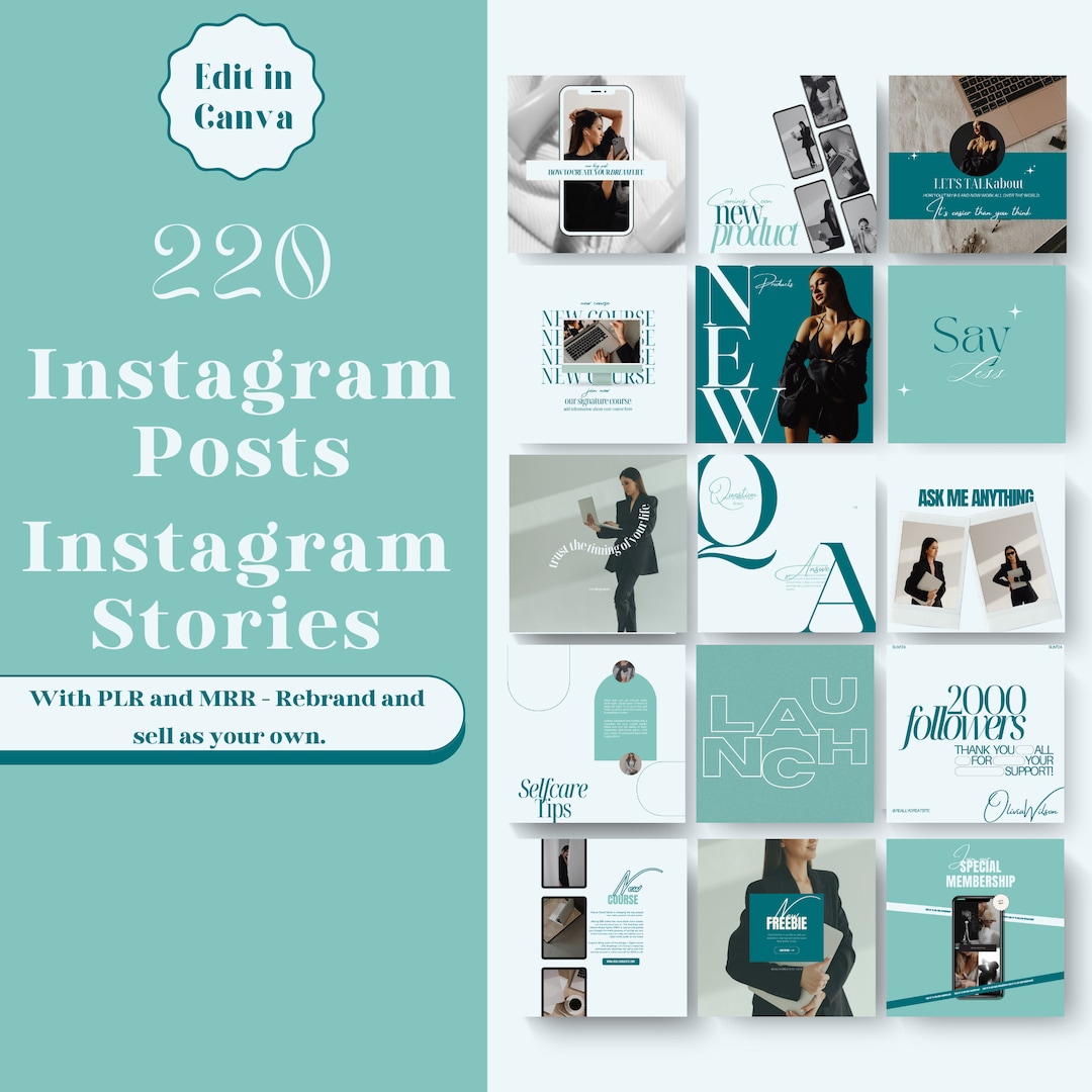 MRR, Instagram Stories & Posts Templates, Digital Products Canva, 220 ...