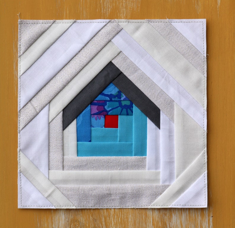 HOME Quilt Block - Paper Pieced House/log Cabin/pineapple Quilt Block ...