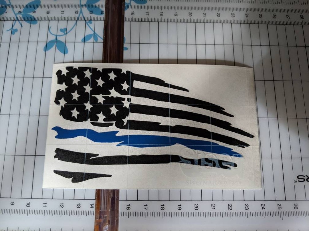 Distressed American Flag Thin Blue Line. Multi Color Decal / Sticker ...
