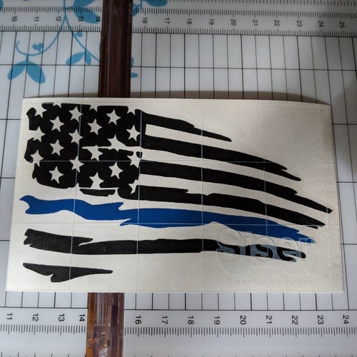 Distressed Flag With Thin Blue Line Police Support Custom Car - Etsy