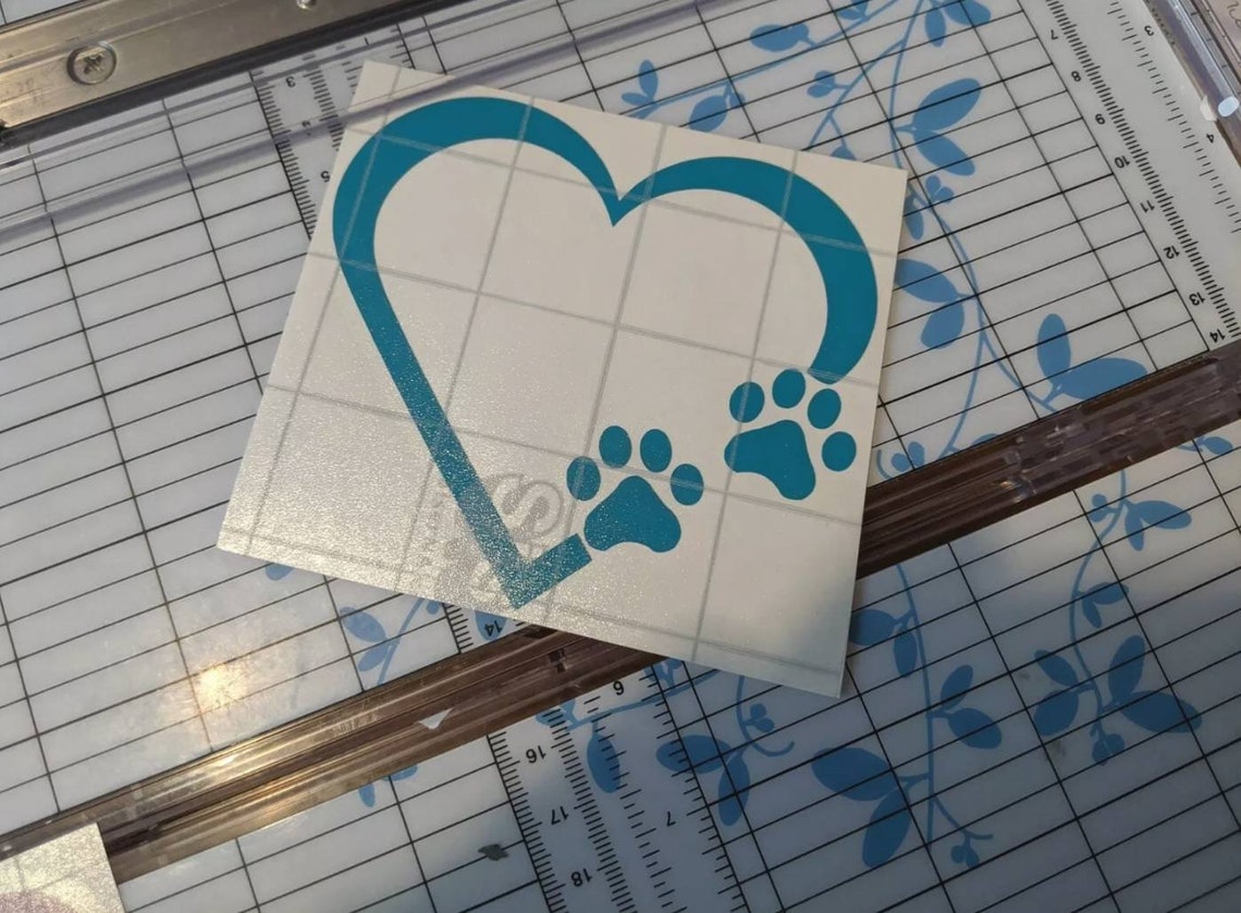 Paw Print Heart Decal Sticker - Etsy