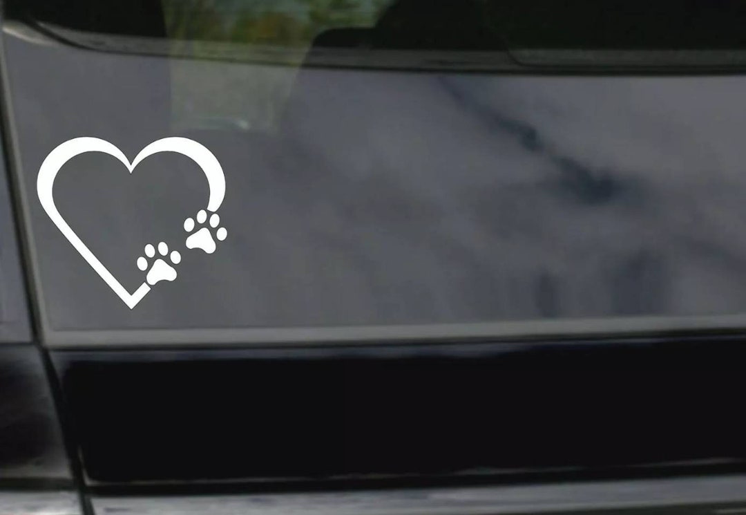 Paw Print Heart Decal Sticker - Etsy